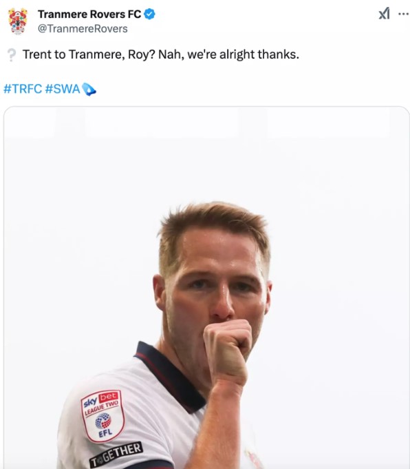 Tranmere Rovers svarer Roy Keane som sa at Trent Alexander-Arnold burde ...