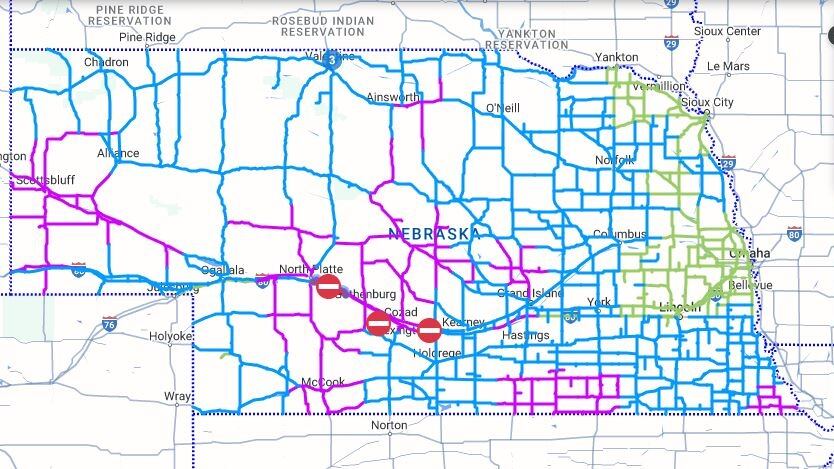 Nebraska 511 reports several crashes around the state
