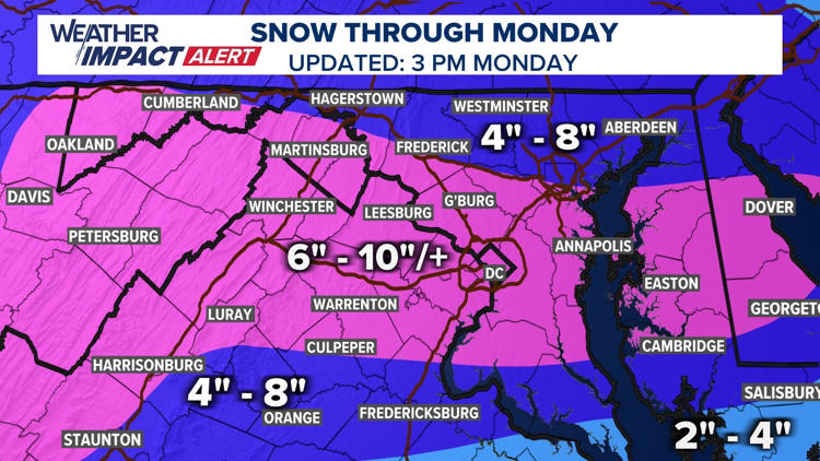 Snowfall Predictions: County-by-County Breakdown for Monday Storm