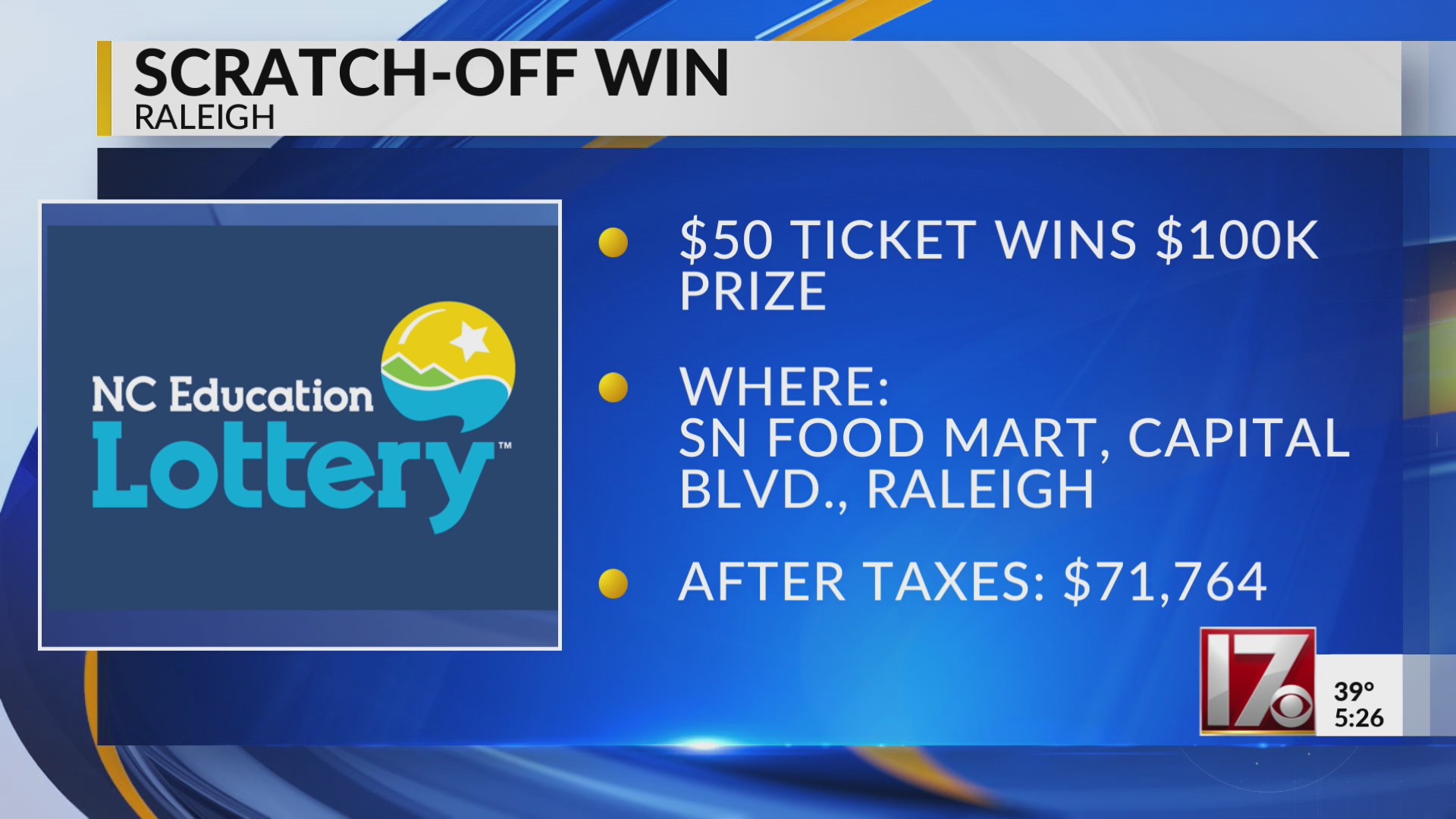 Scratch-off win in Raleigh