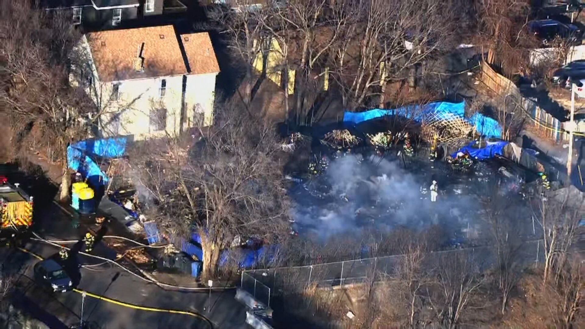 Large fire at encampment in south Minneapolis