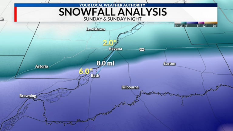 Snowfall Report: List of snowfall totals from Sunday & Sunday night