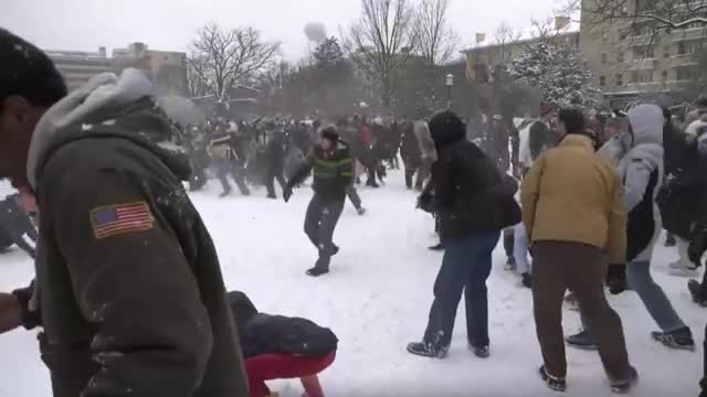 Massive snowball fight erupts in Washington DC as winter storm hits the ...