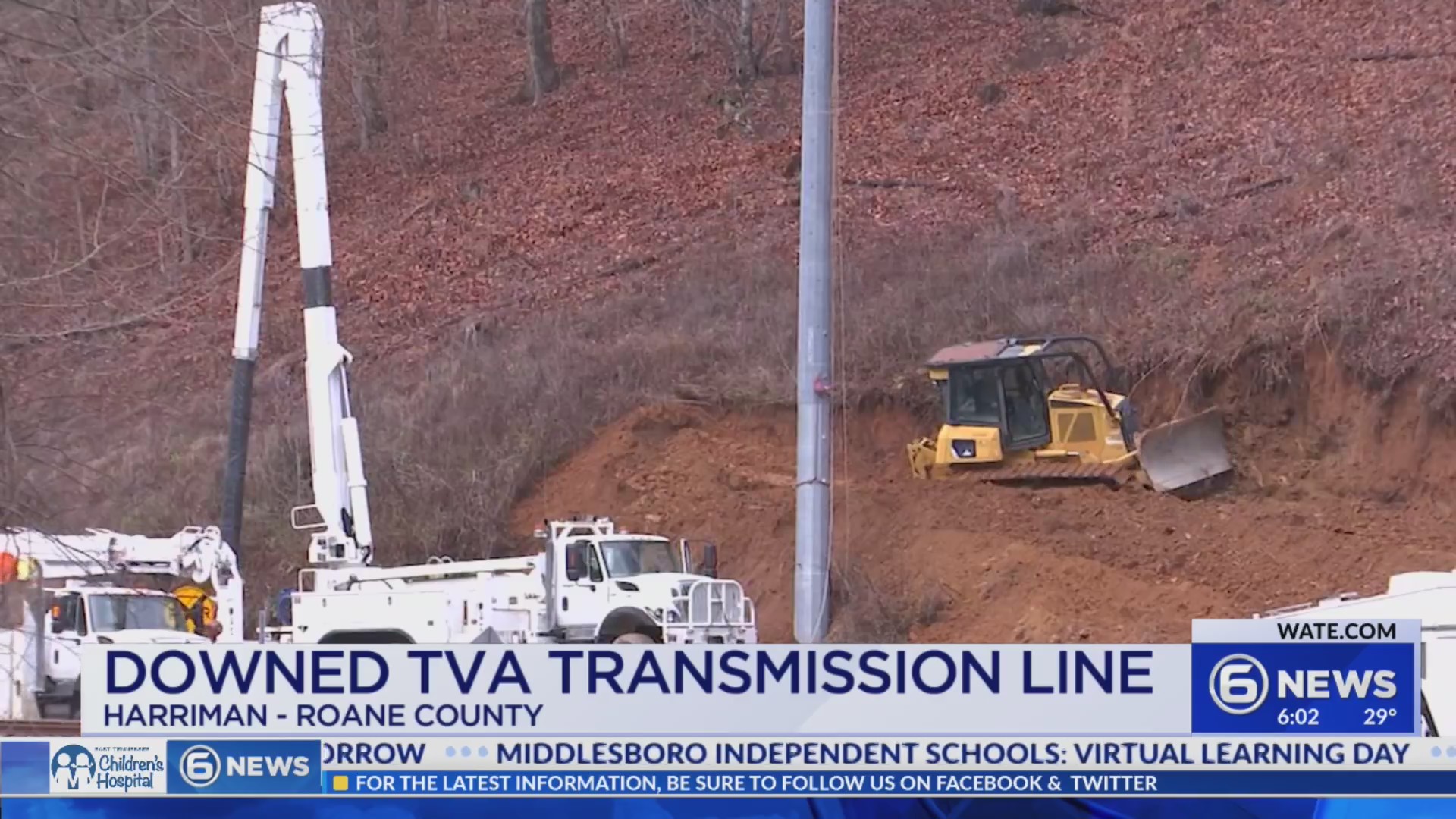 Downed TVA transmission line in Harriman