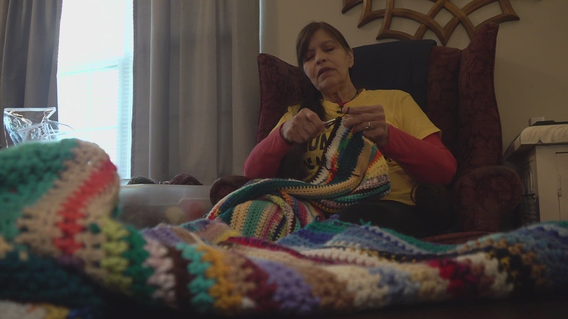 Central Texas woman crochets cold weather clothing for people in need