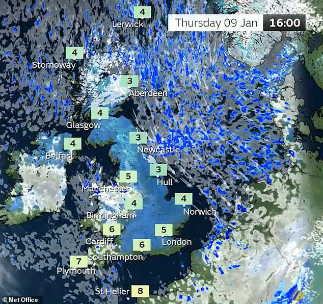 Maps reveal winter blast and 500 flood alerts amid -8C temperatures