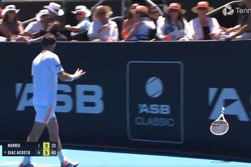 Brit tennis ace Cameron Norrie strikes female fan with racket but ...