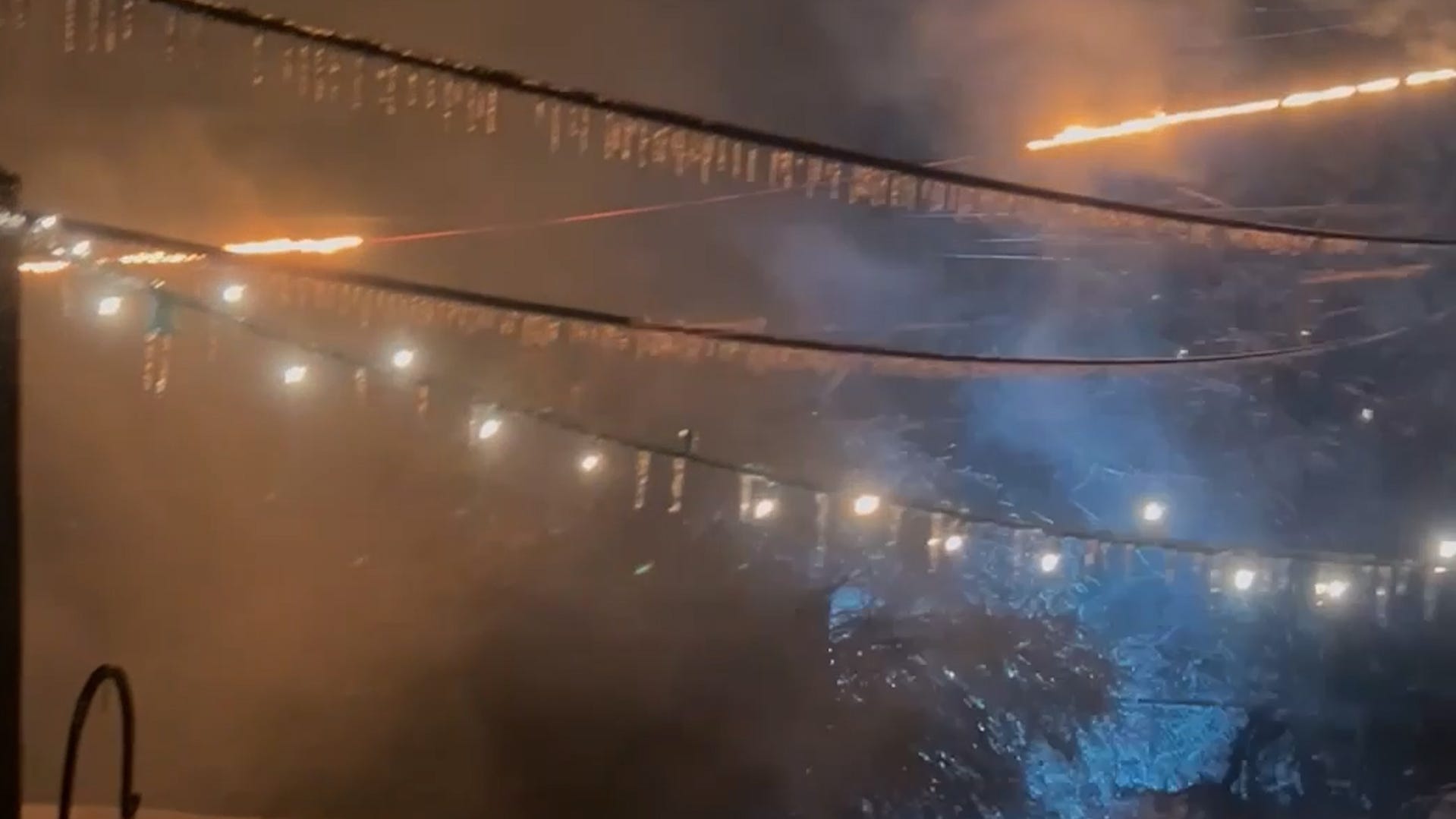 Watch icy power lines explode during a winter storm in Indiana
