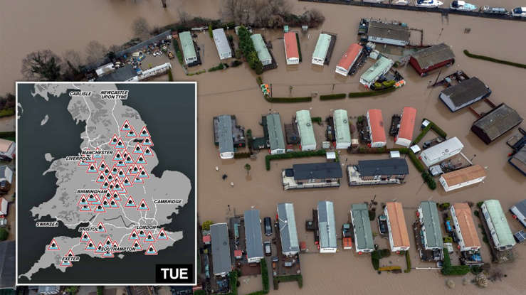 Map shows over 200 flood warnings in place across UK Map shows over 200 flood warnings in place across UK