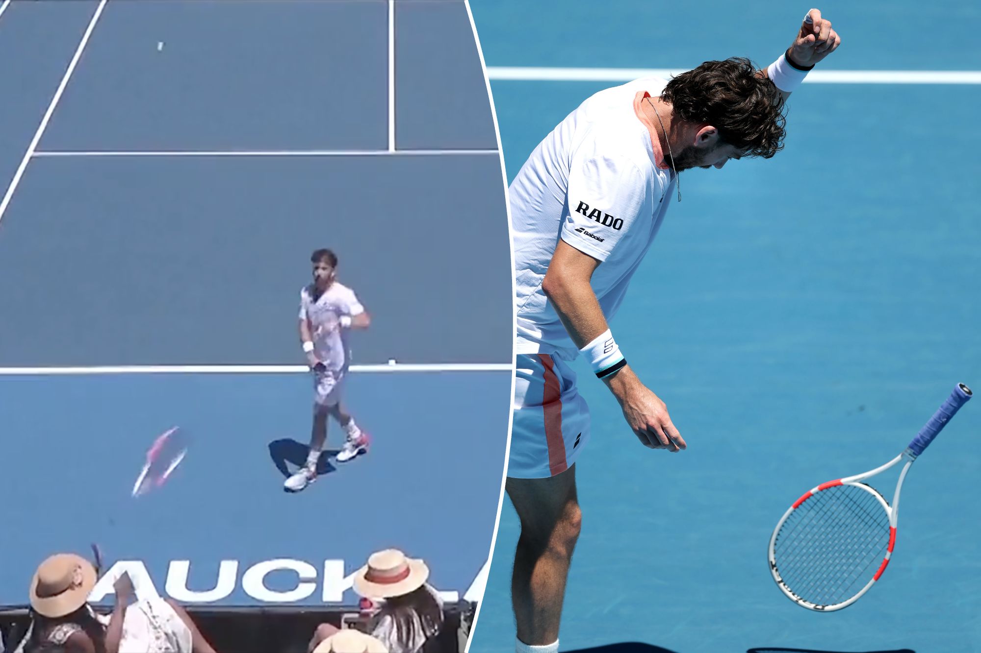 Tennis star Cameron Norrie hits fan with racket in stunning scene
