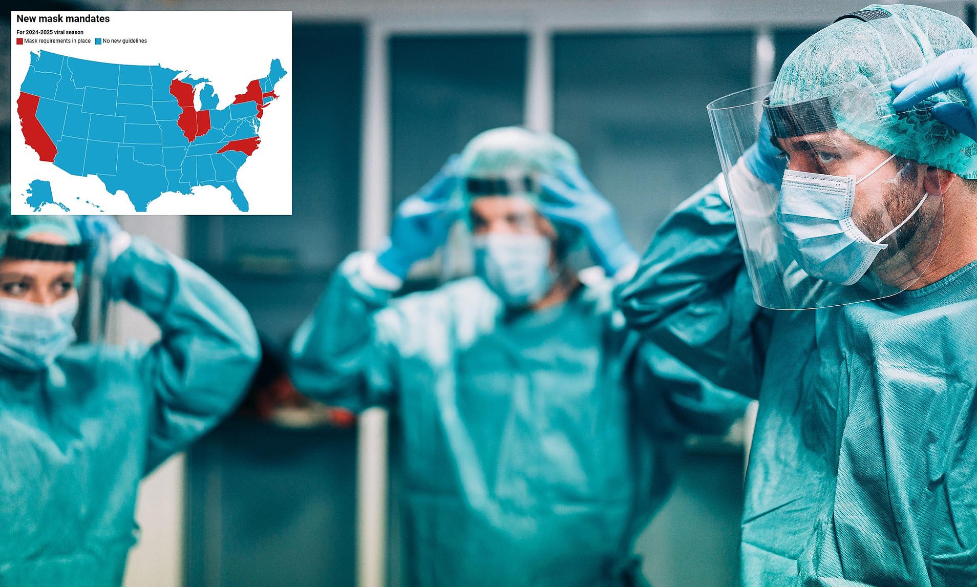 Map reveals where face mask mandates are back amid fears of quad-demic