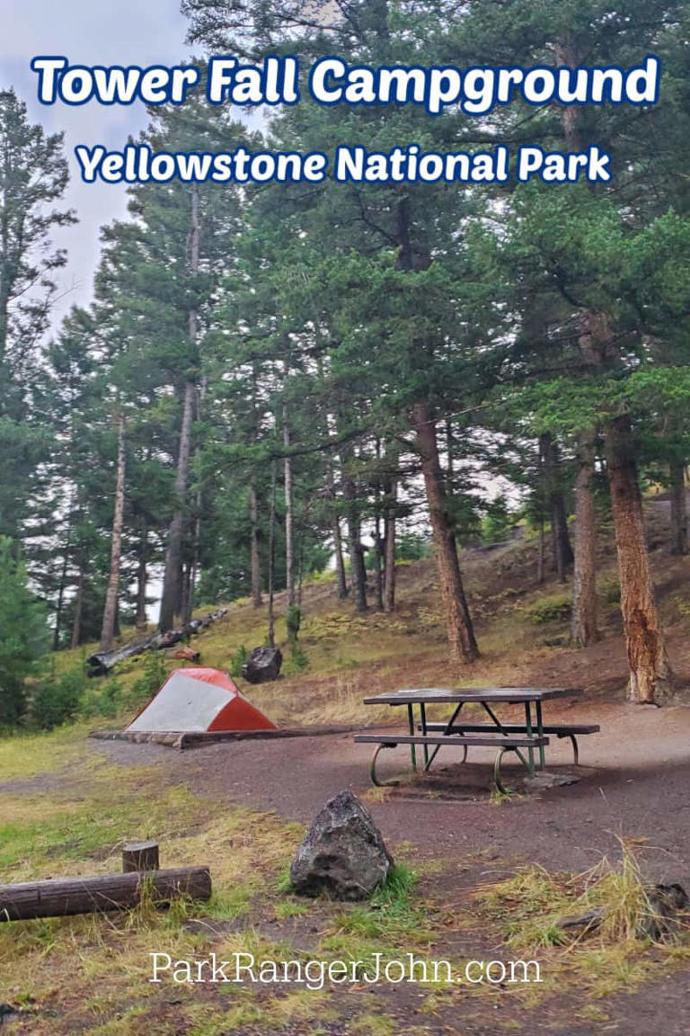 Camping at Tower Fall Campground in Yellowstone National Park