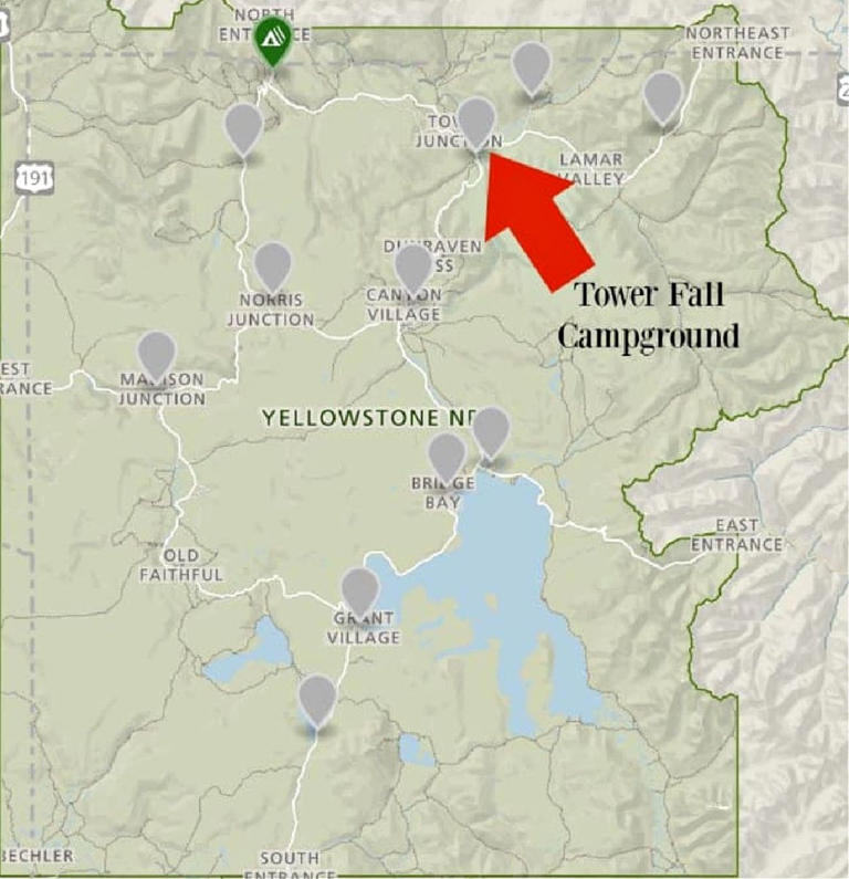 Camping at Tower Fall Campground in Yellowstone National Park