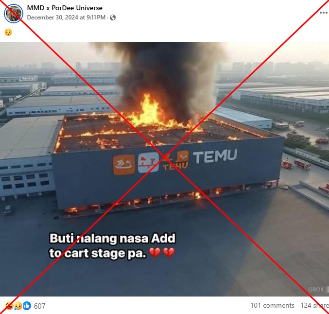 AI image of 'burning Temu warehouse in China' stems from satire