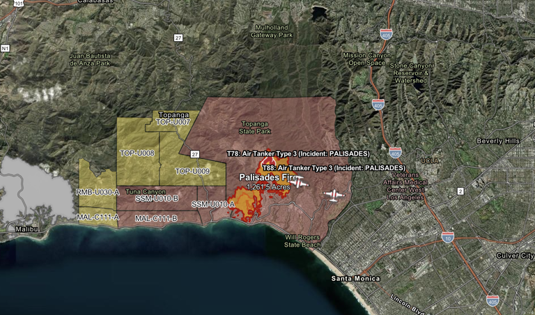 Pacific Palisades Wildfire Maps Show Blaze Exploding in Size
