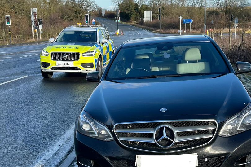 Stolen Mercedes seized after police 'box in' stop on M40