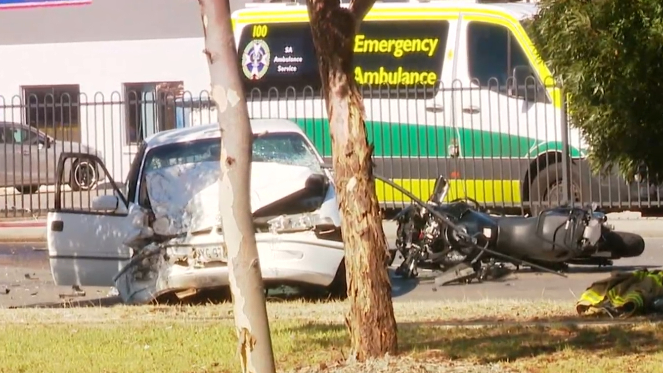 Tragic chain reaction crash claims motorcyclist's life in Adelaide