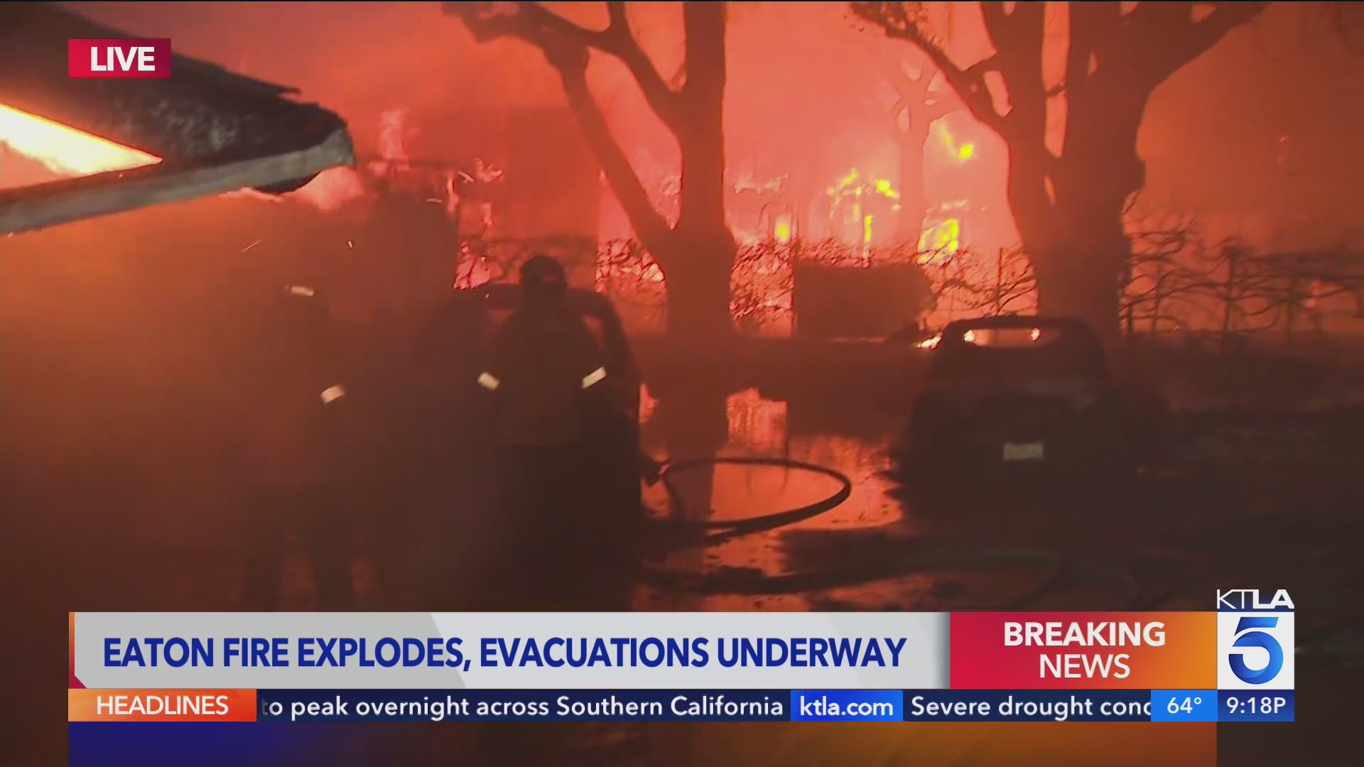 Eaton Fire triggers evacuations as the flames grow over 400 acres