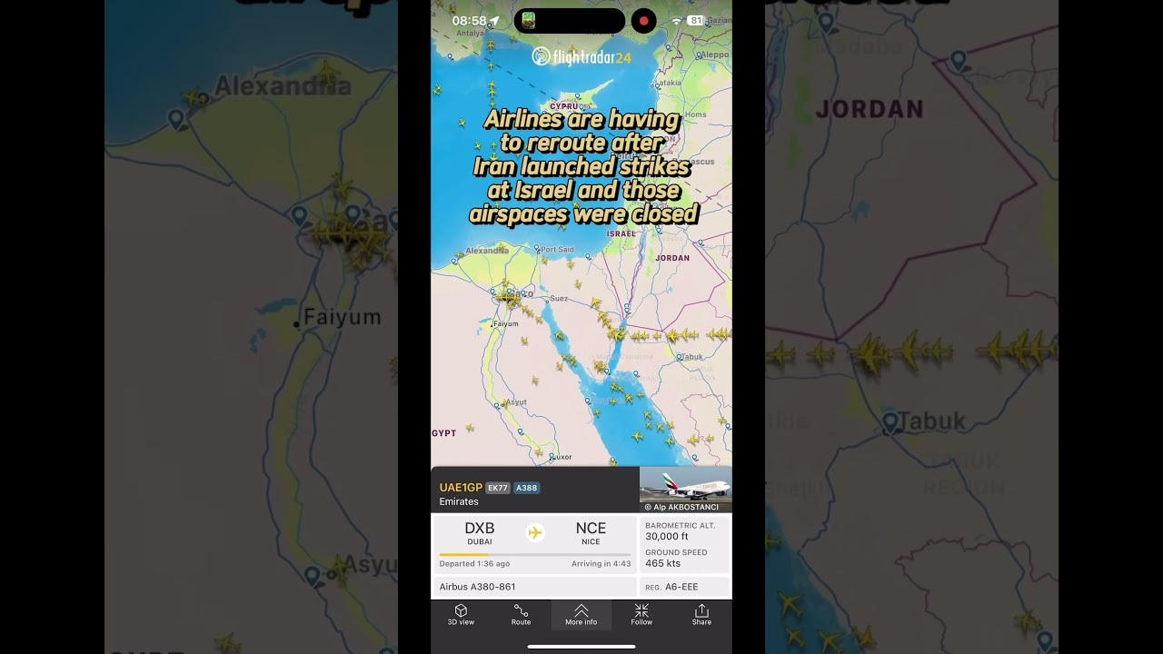 Iran launched strikes at Israel. See the effects on air traffic on # ...