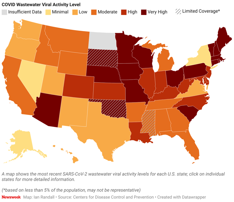 COVID Map Update As 17 US States Report 'Very High' Virus Activity