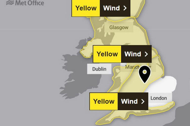 Met Office 'important' warning as almost 24 hour long yellow wind alert ...