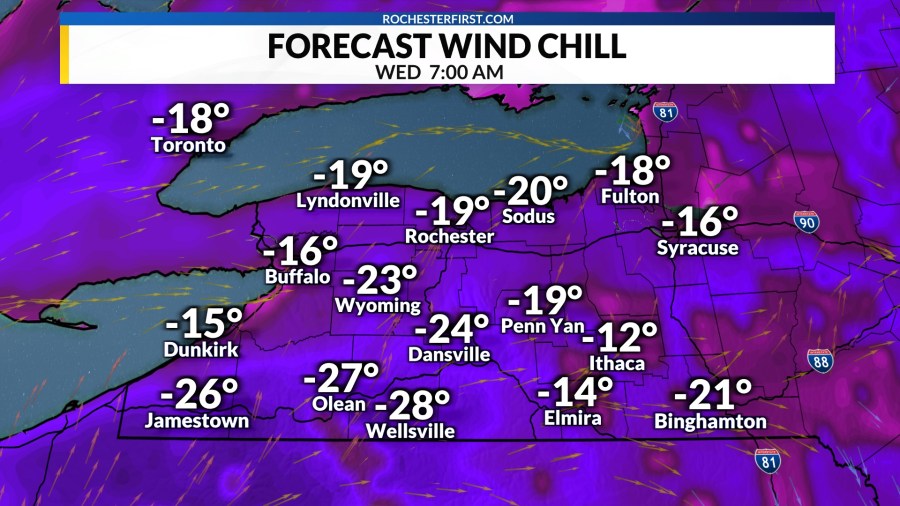 Weather Forecast: Wind chills bottom out at -10° to -20°