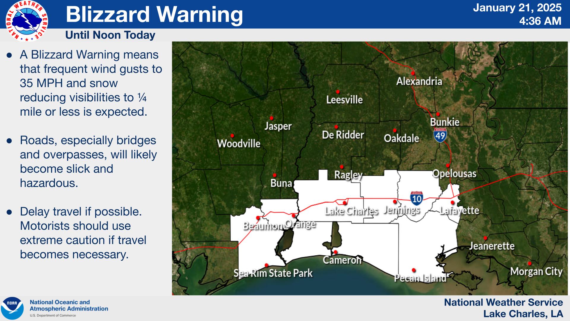 Lake Charles NWS office issues first ever blizzard warning for ...