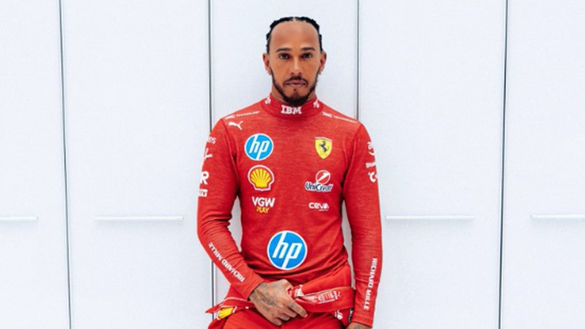 Lewis Hamilton spends his first day in Ferrari red