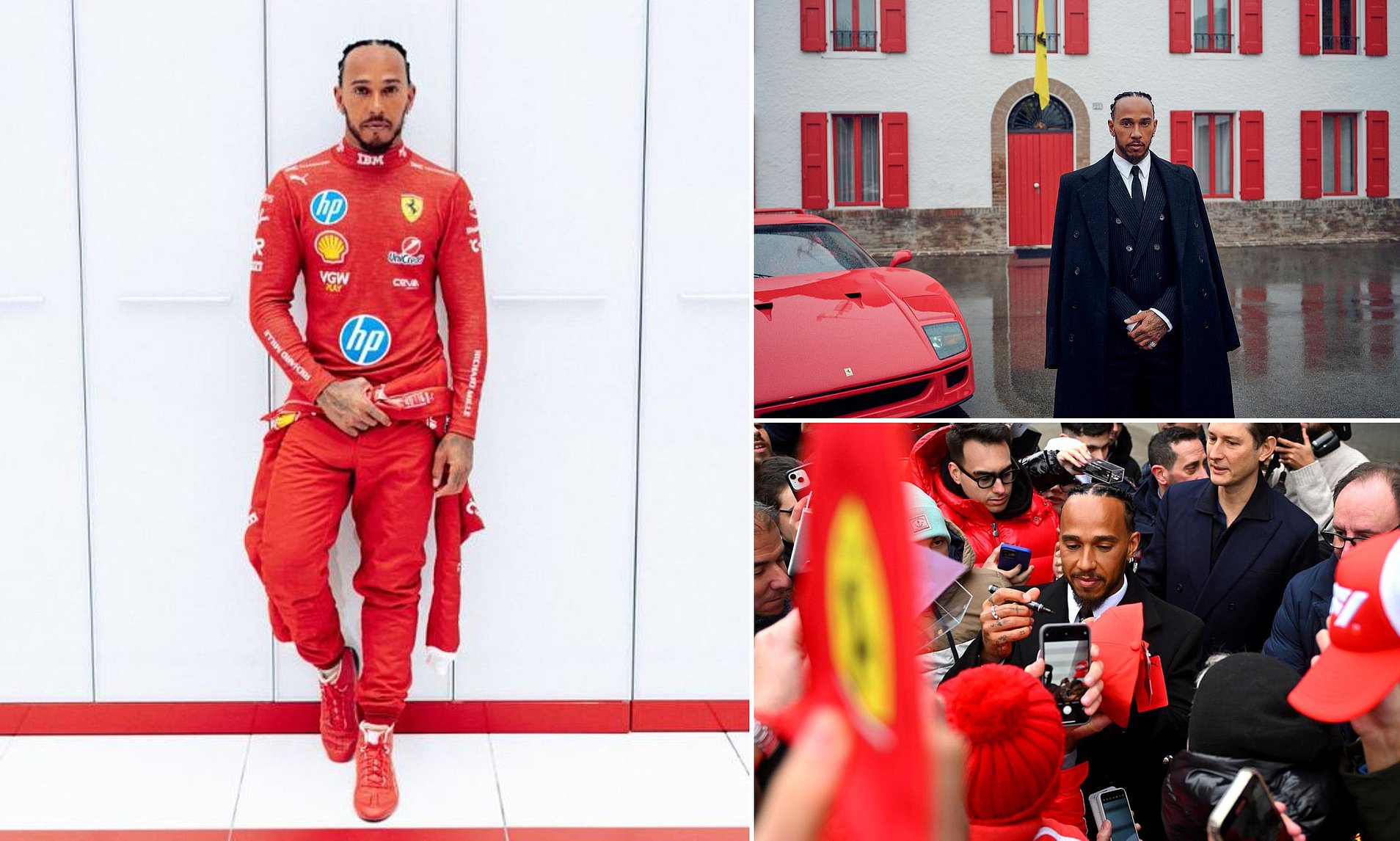 Lewis Hamilton shares a four-word message as he poses for his first ...