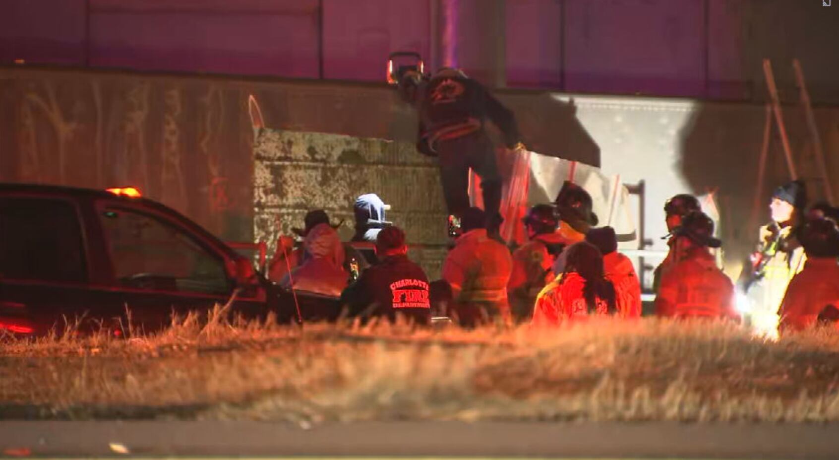 Trailer carrying 40 cows overturns on I-77 SB ramp