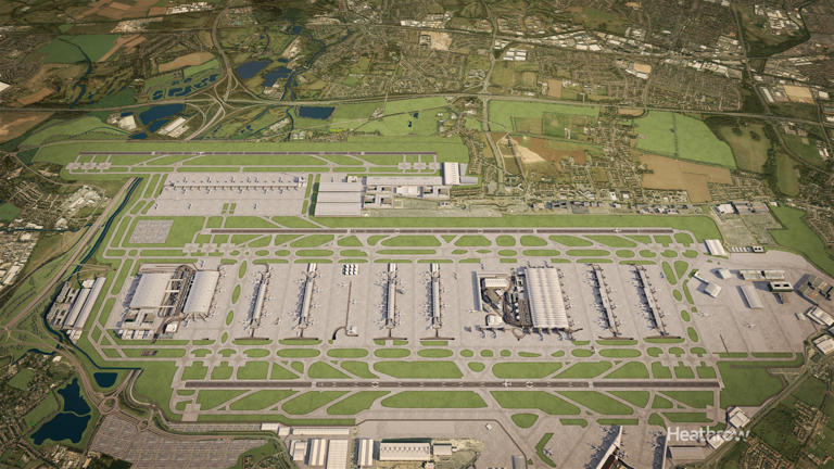 Map shows how much Heathrow Airport will expand by with new third runway