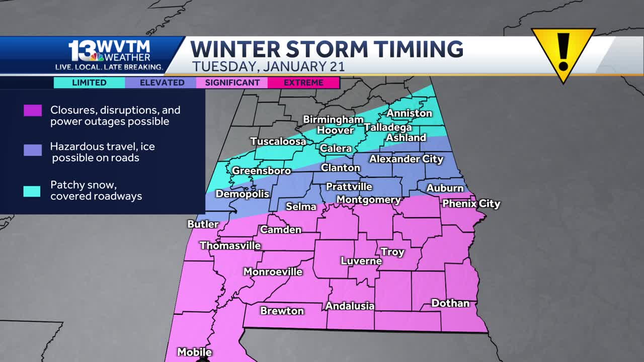 Winter storm slams South Alabama with heavy snow Tuesday, minimal ...