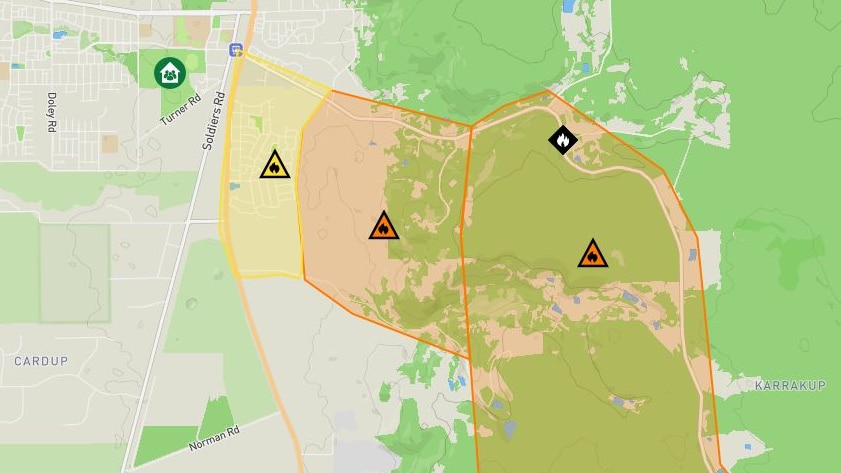 Perth bushfire emergency warning for Byford, Karrakup downgraded