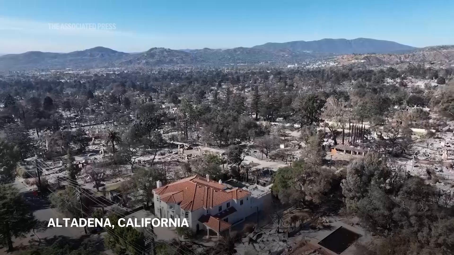 Drone footage reveals devastated Altadena neighborhood following Eaton ...
