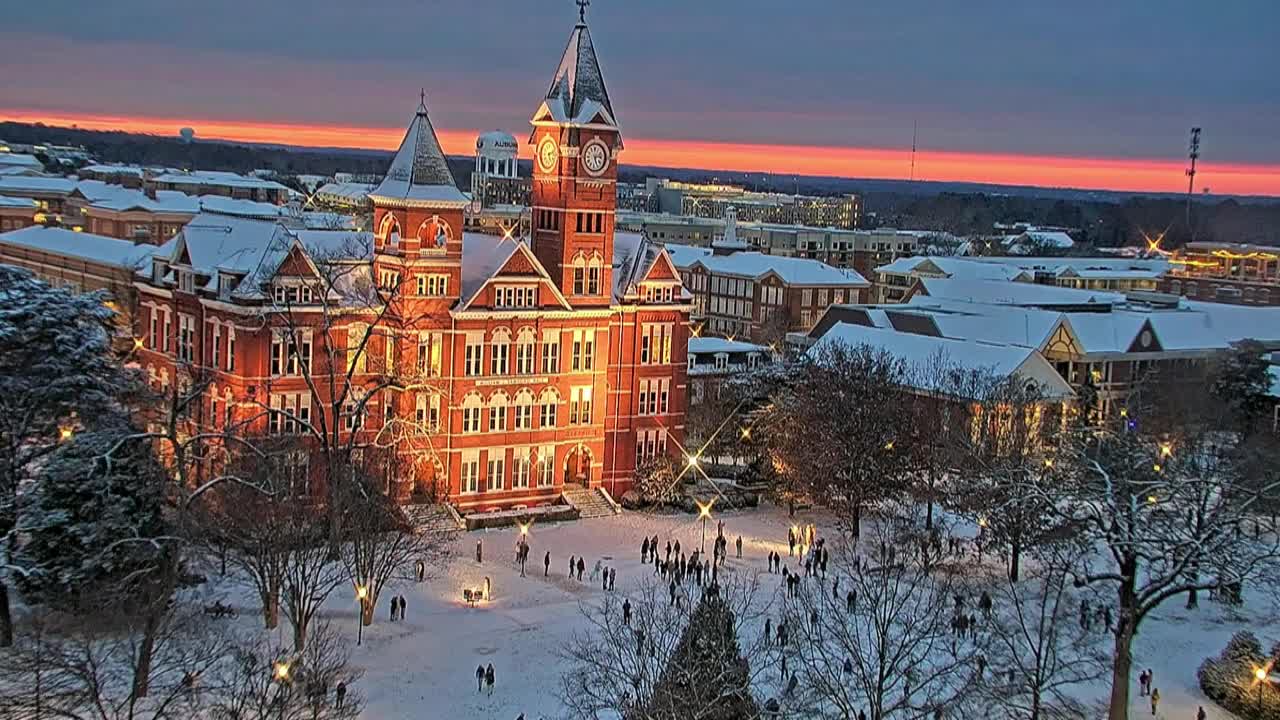 Auburn University students enjoy a rare snow day