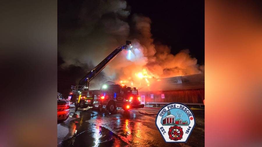 Massive Ovid fire causes building collapses, residents urged to avoid ...