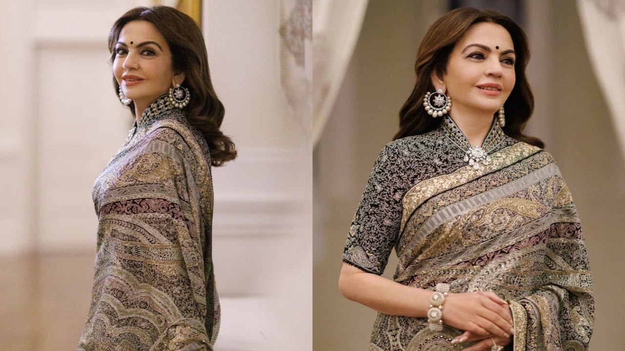 Nita Ambani in Tarun Tahiliani’s jamewar saree blends traditional charm ...