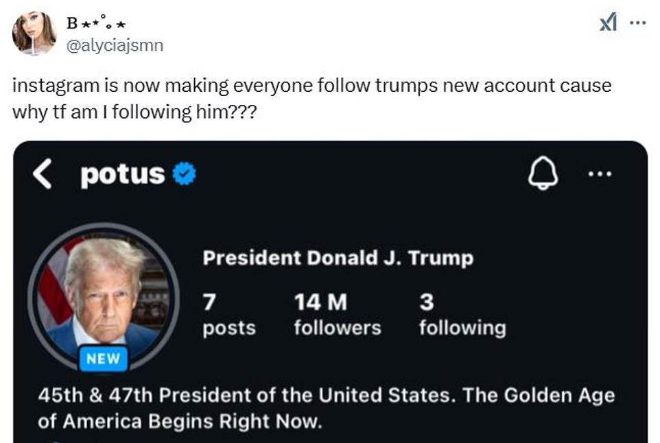 Instagram users claim their accounts have automatically followed Trump