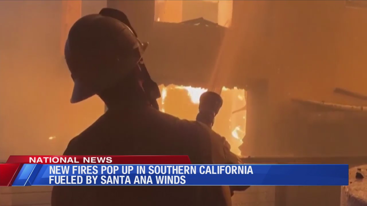 New fires pop up in Southern California fueled by Santa Ana winds