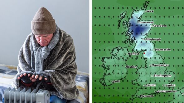 UK weather maps turn icy blue as temperatures set to plunge to -8C in ...