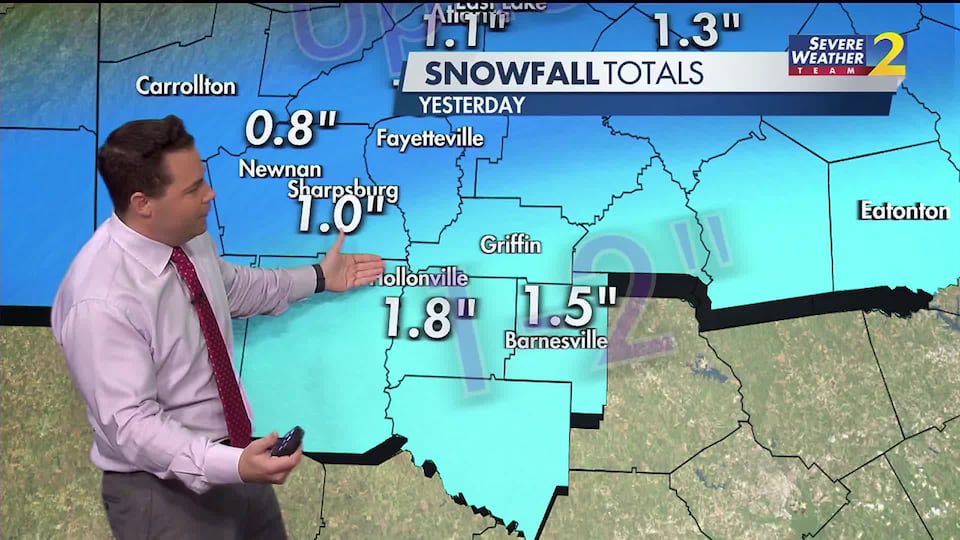 Winter storm: Here are the snow totals for metro Atlanta, south Georgia