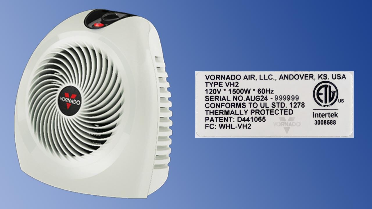 Recall alert: VH2 whole room space heaters recalled due to shock, fire ...