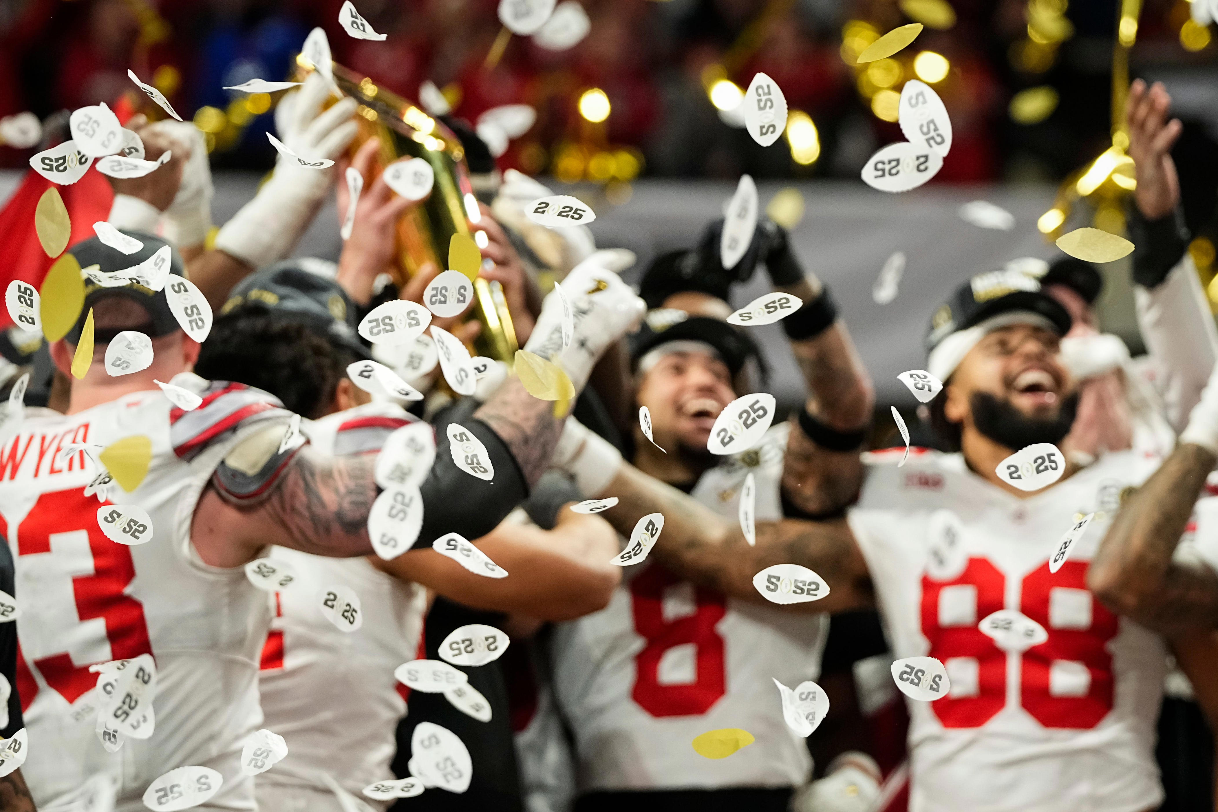 Ohio State's national championship trophy is in Columbus this week ...