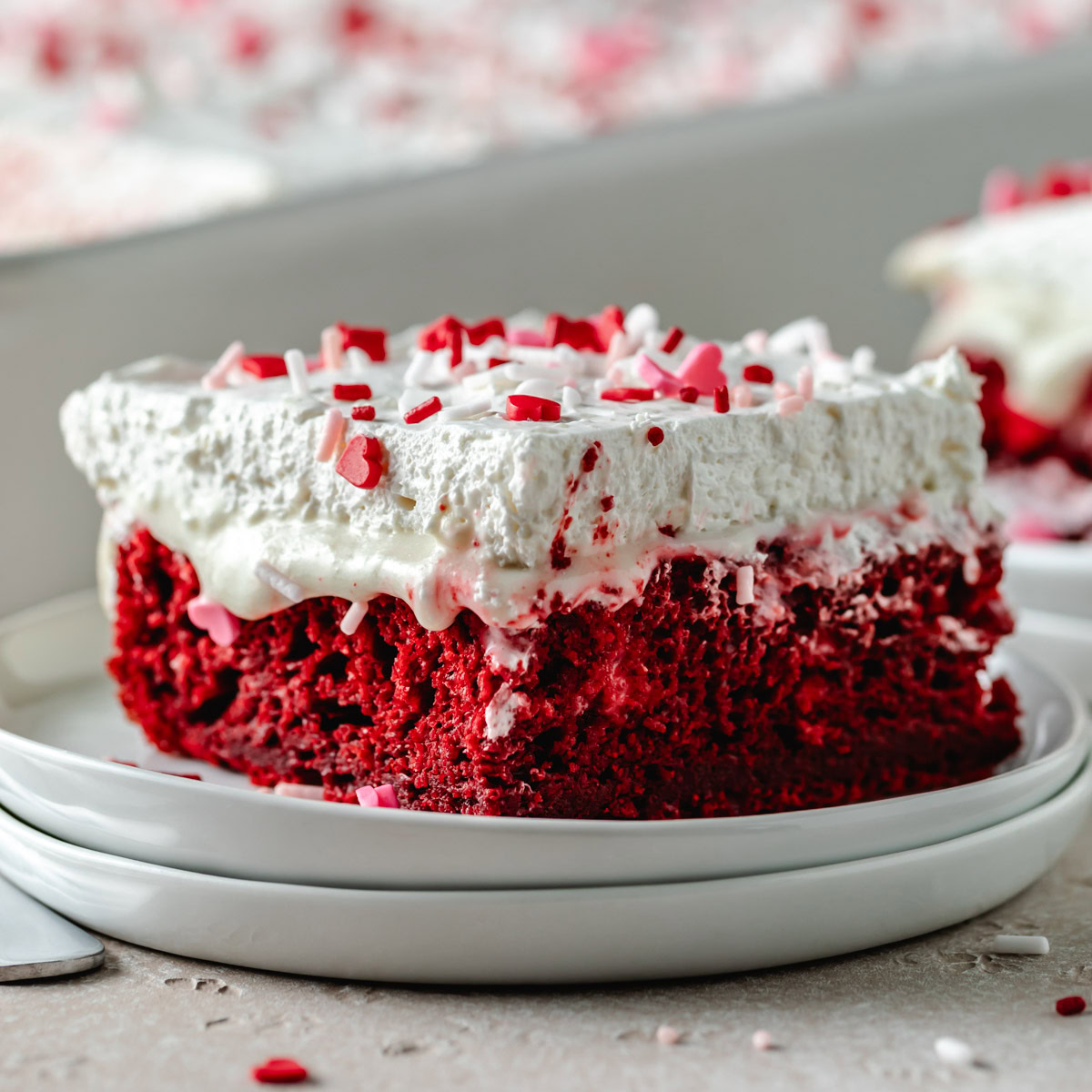 Red velvet poke cake