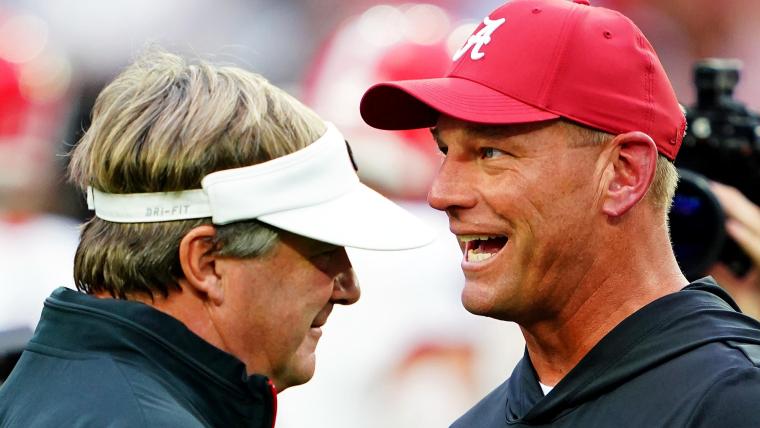 Alabama head football coach Kalen DeBoer and UGA's Kirby Smart make ...