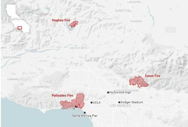 California wildfire maps: Here's where the LA County wildfires are burning