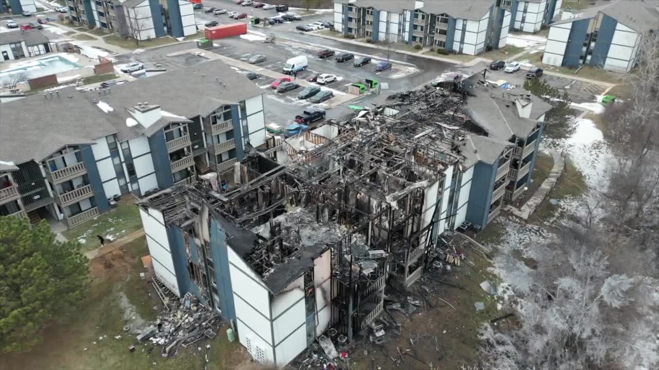 Drone footage of Independence Ridge Apartments after deadly fire ...