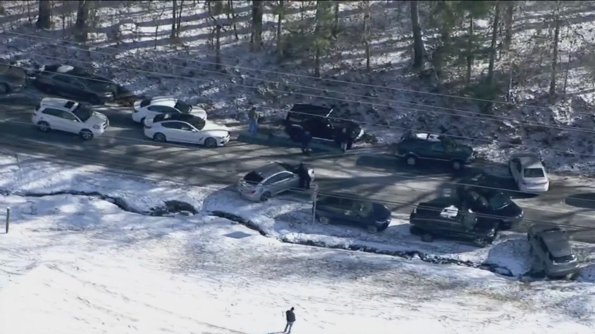 Stranded drivers abandon cars on icy roads
