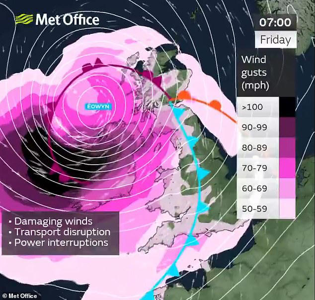 Storm Eowyn amber 'danger to life' 90mph gales set to batter Britain