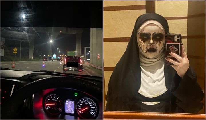 Boo! Woman Accidentally Scares Police At Roadblock With Amazingly Scary ...